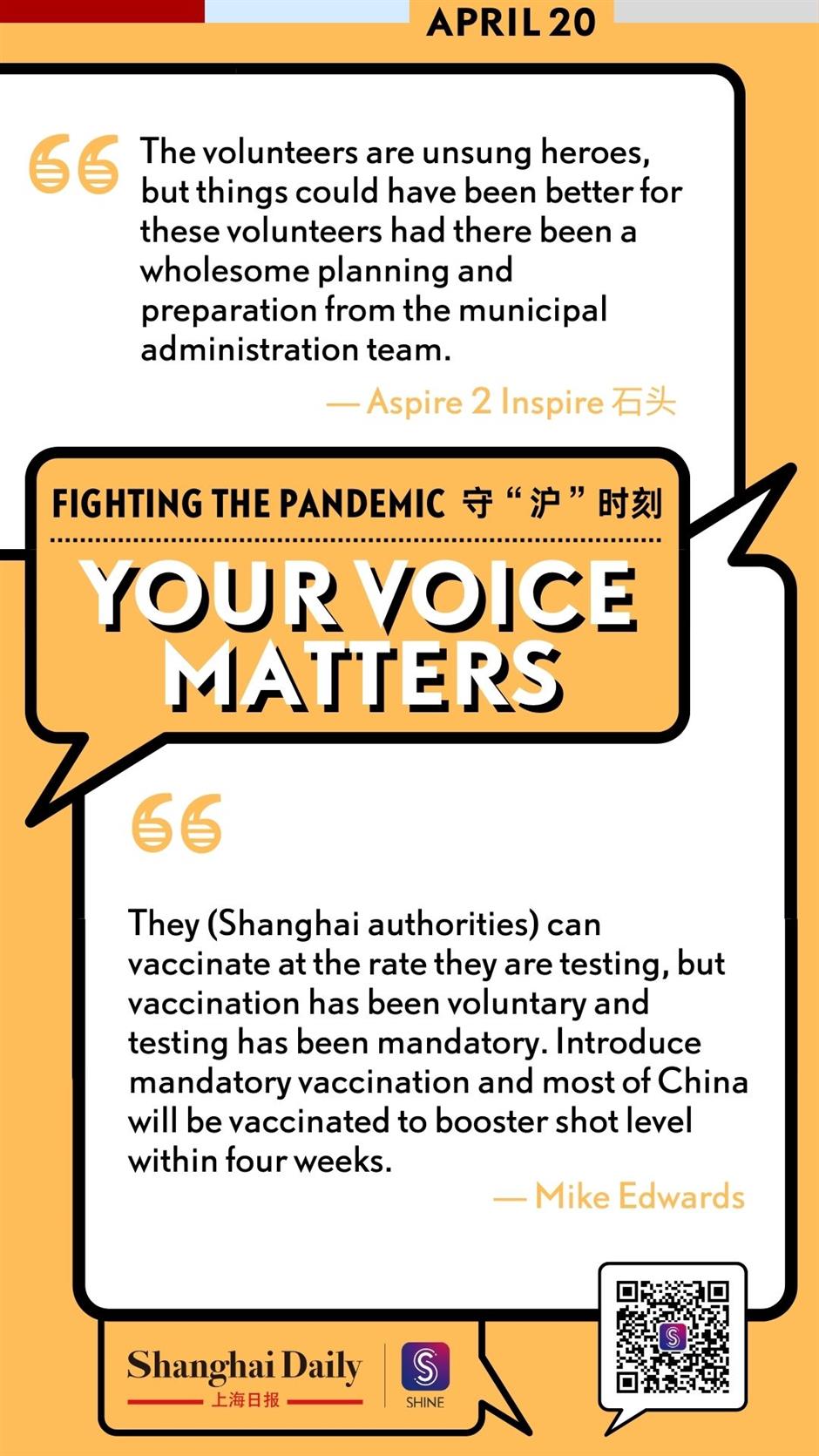 Fighting the Pandemic: News and Views on April 20 - SHINE News