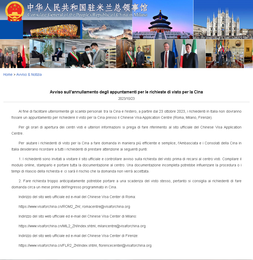 Chinese missions do away with online visa appointment requirement - City News Service